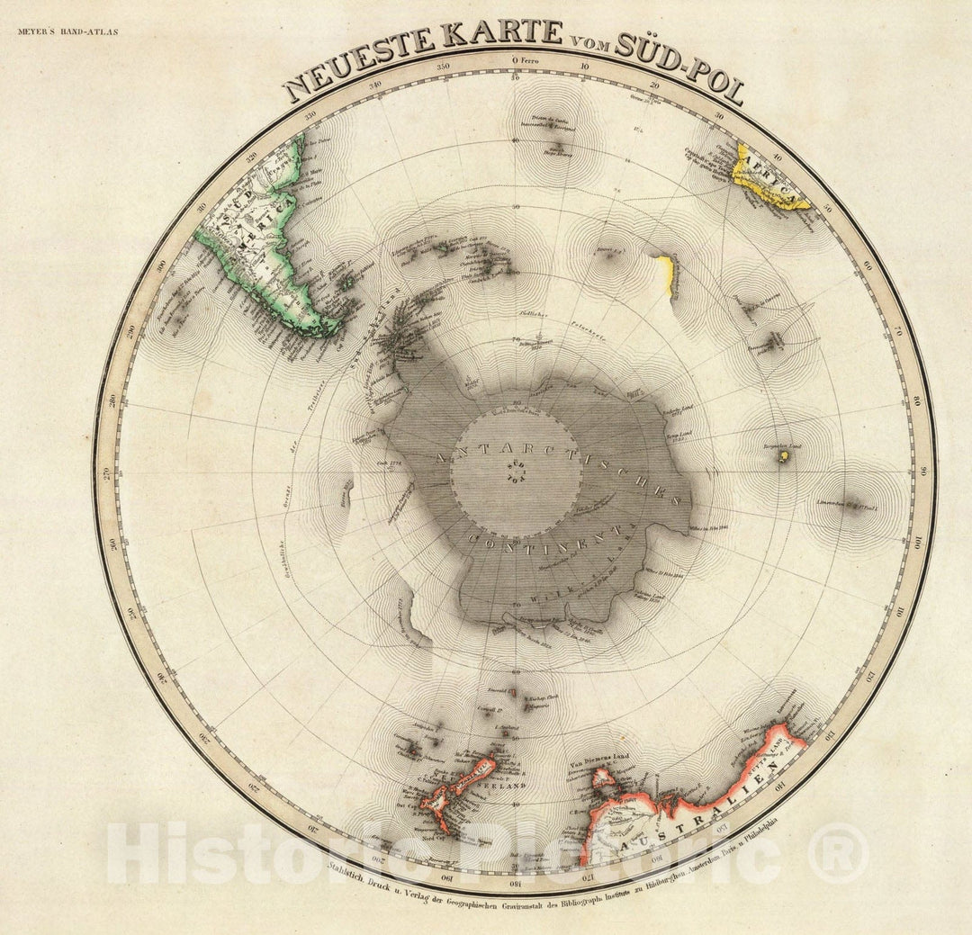Historic Map : Sud-Pol., 1860, Vintage Wall Art – Historic Pictoric