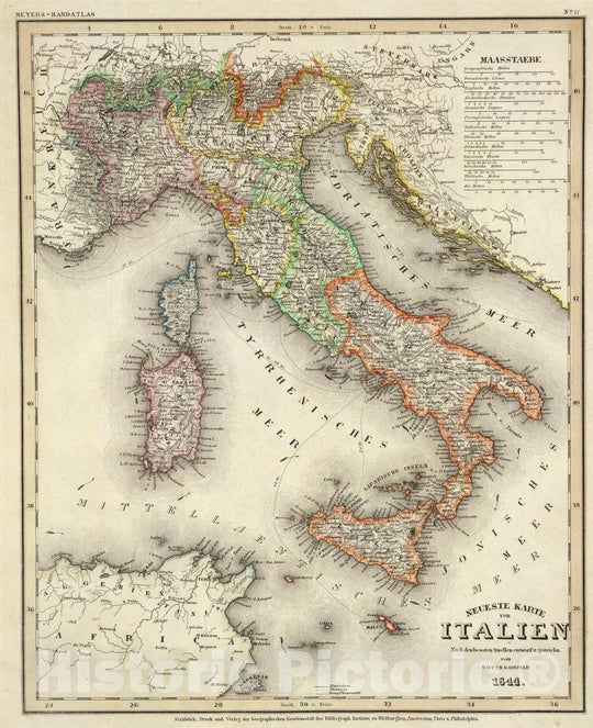 Historic Map : Italien., 1844, Vintage Wall Art – Historic Pictoric