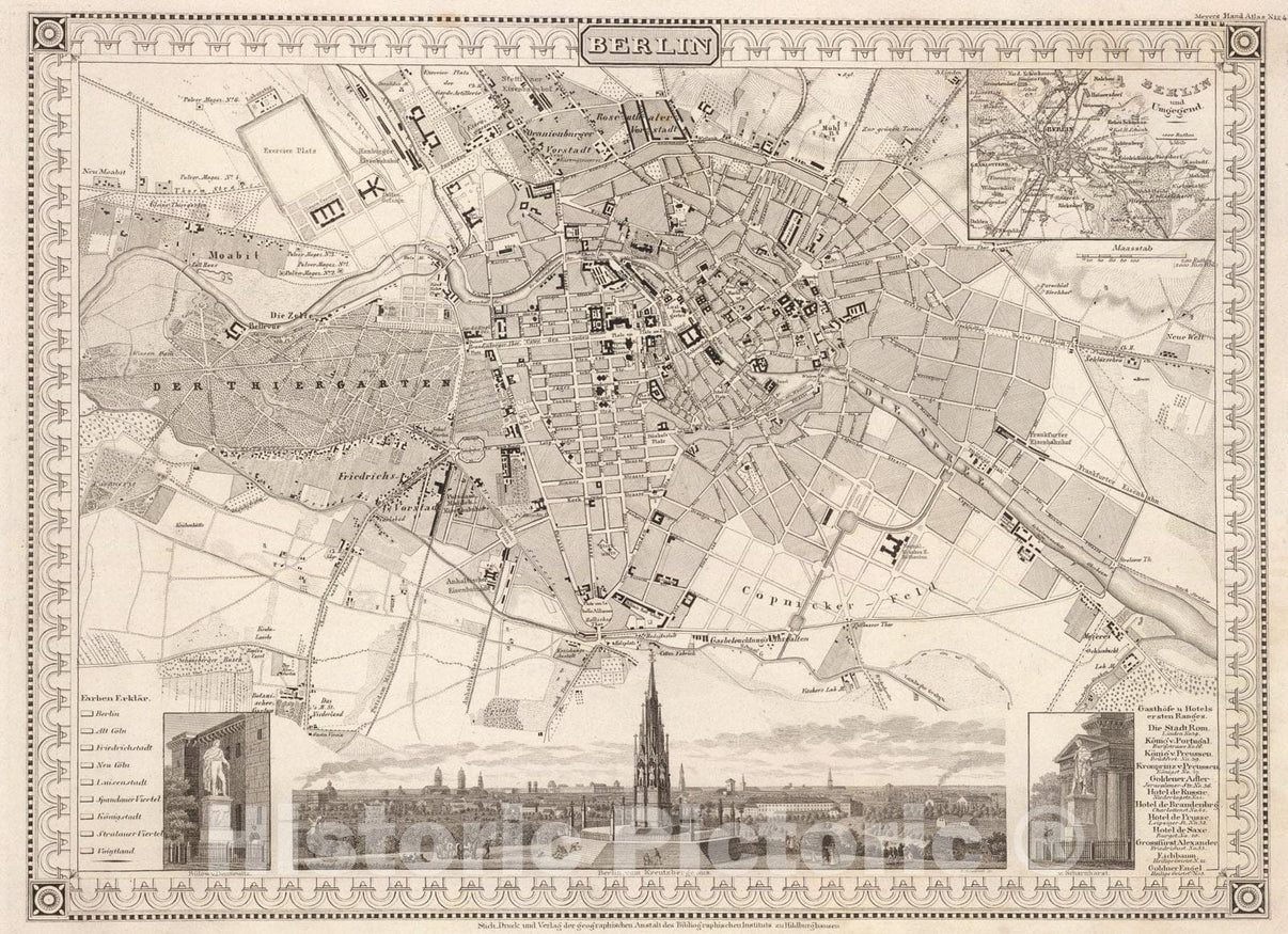Berlin and Surroundings 1860 Historical Map Print | Historic Pictoric