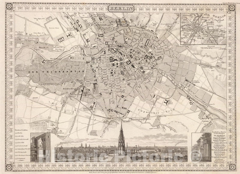 Berlin and Surroundings 1860 Historical Map Print | Historic Pictoric