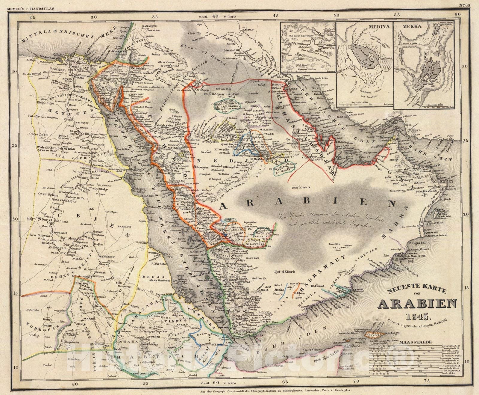 Historic Map : Arabien., 1845, Vintage Wall Art – Historic Pictoric