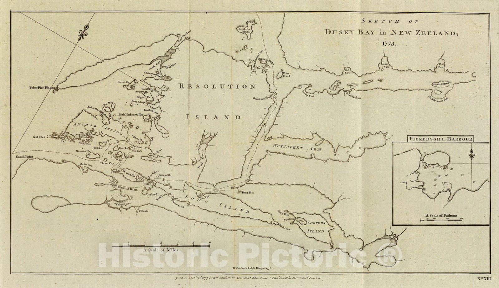 Historic Map : Dusky Bay, N.Z., 1777, Vintage Wall Art – Historic Pictoric