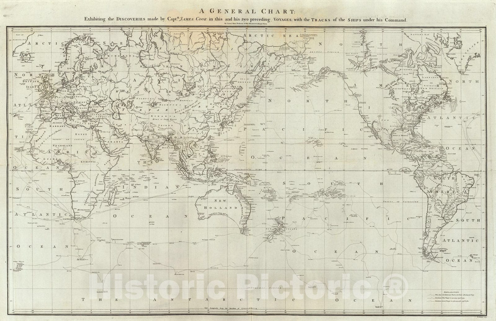 Historic Map : General chart Cook voyages., 1785, Vintage Wall Art ...