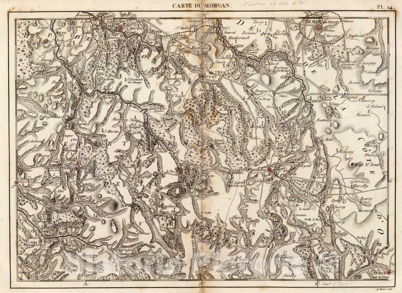 Historic Map : Morvan., 1827, Vintage Wall Art – Historic Pictoric
