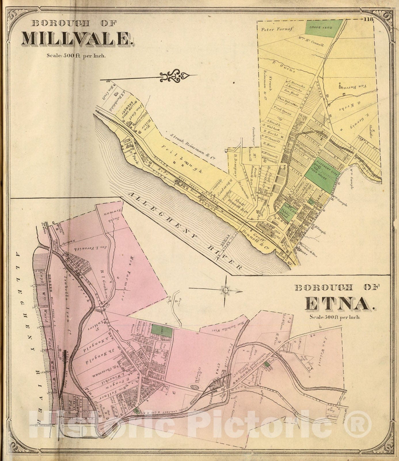 Historic Map : Millvale, Etna., 1872, Vintage Wall Art – Historic Pictoric