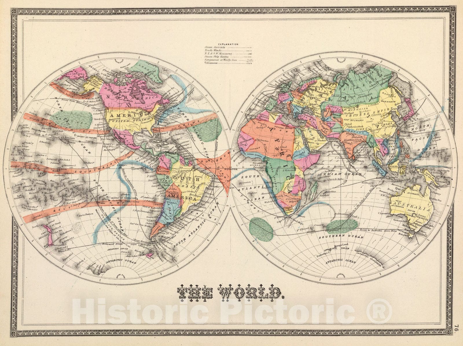 Historic Map : The world., 1873, Vintage Wall Art – Historic Pictoric