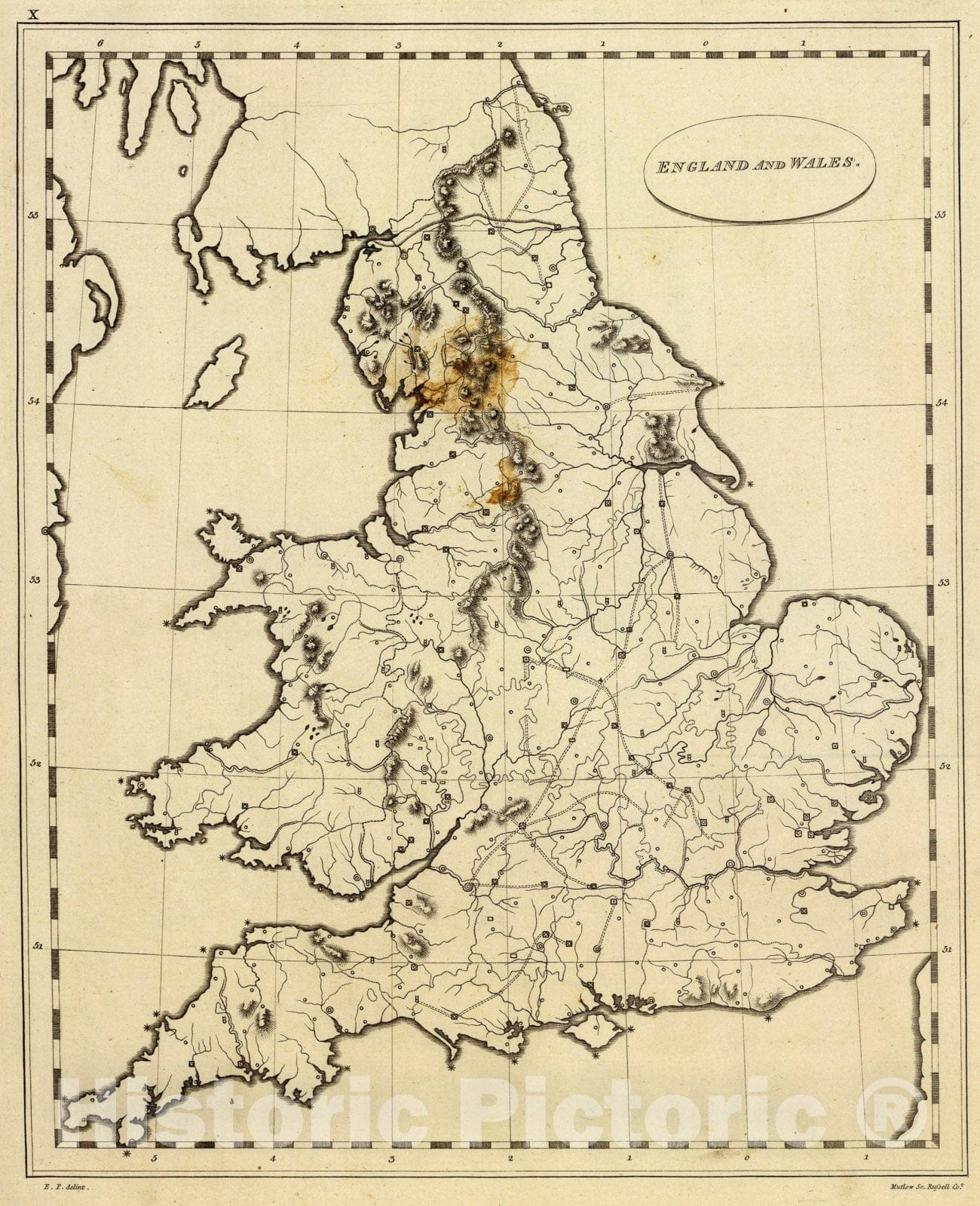 Historic Map : England, Wales (outline), 1804, Vintage Wall Art ...