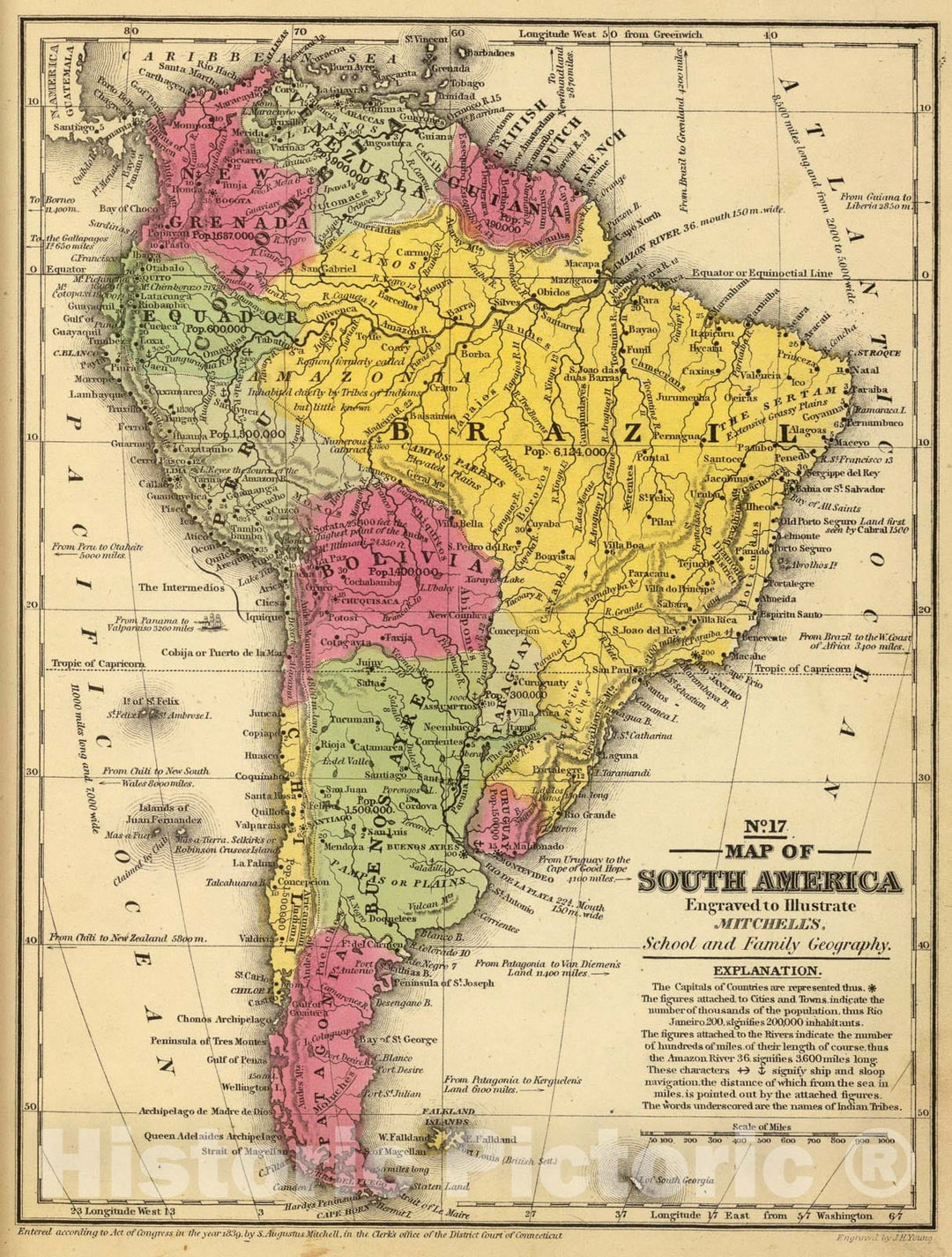 Historic Map : South America., 1847, Vintage Wall Art – Historic Pictoric