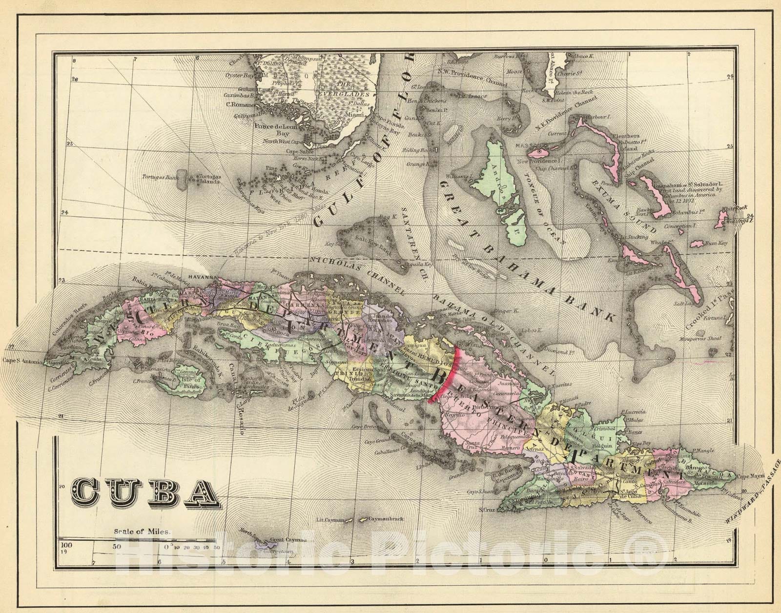 Historic Map : Cuba., 1890, Vintage Wall Art – Historic Pictoric