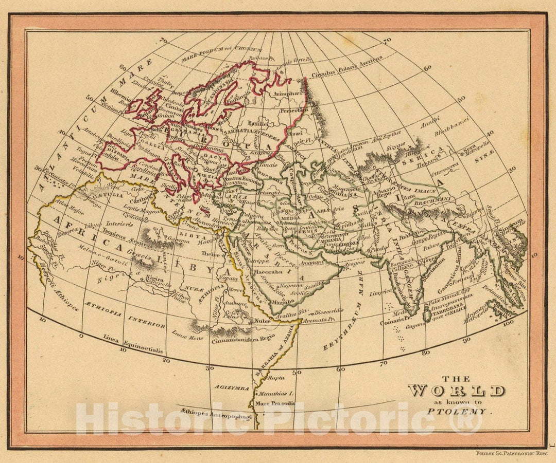 Historic Map : World as known to Ptolemy., 1835, Vintage Wall Art ...