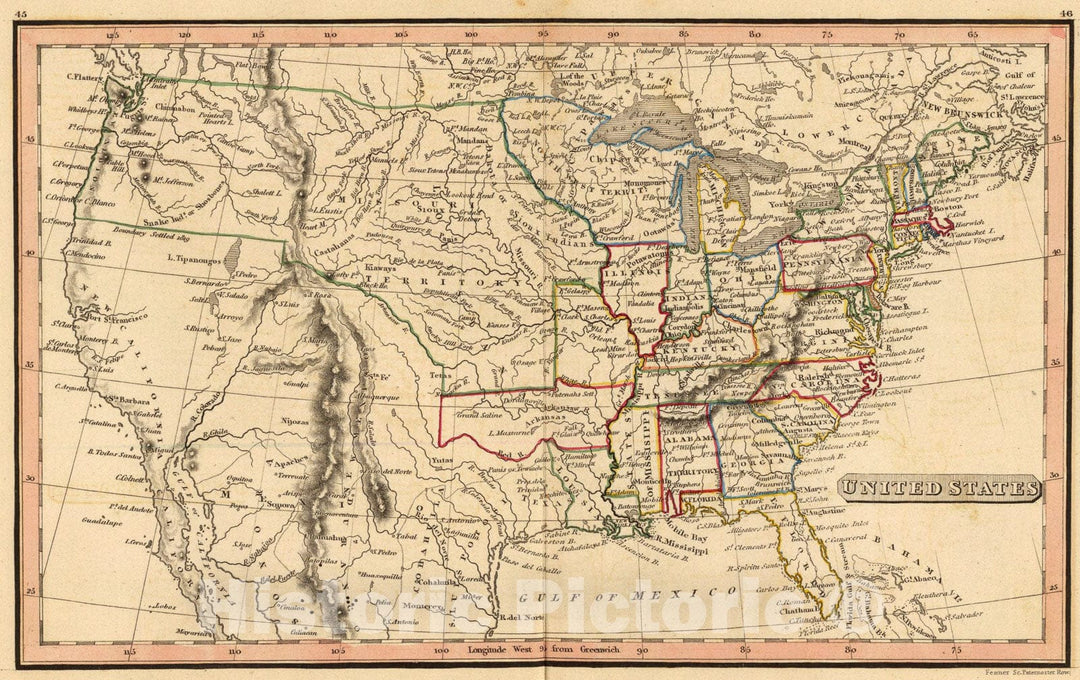 Historic Map : United States., 1835, Vintage Wall Art – Historic Pictoric