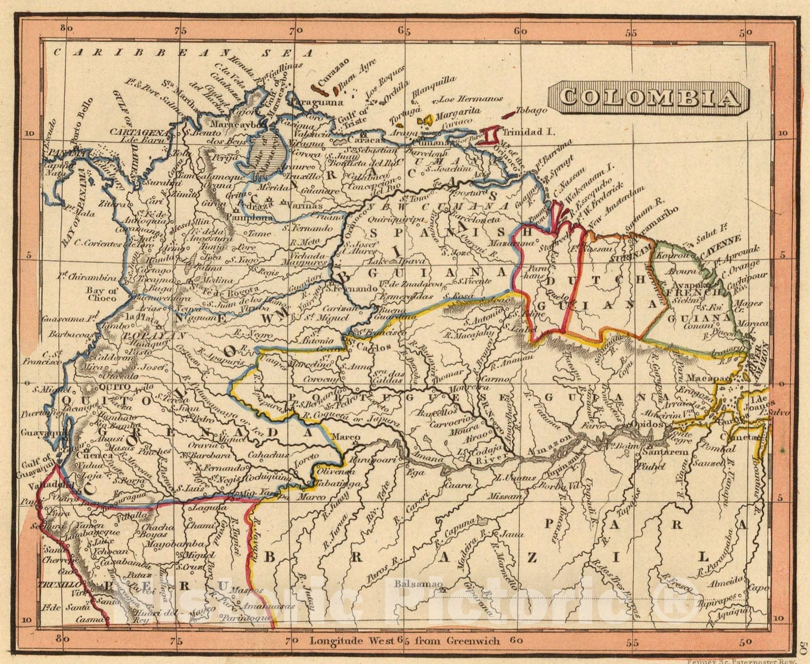 Historic Map : Colombia., 1835, Vintage Wall Art – Historic Pictoric