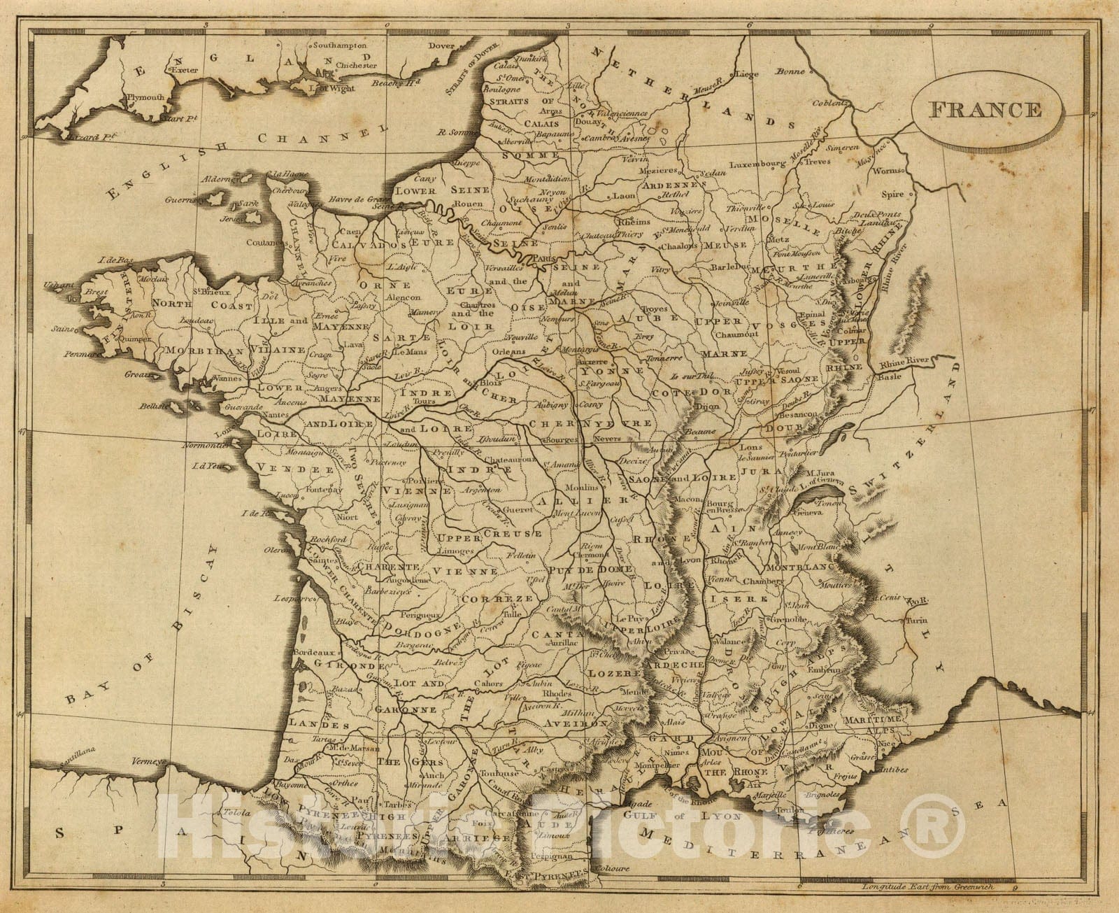 Historic Map : France., 1812, Vintage Wall Art – Historic Pictoric