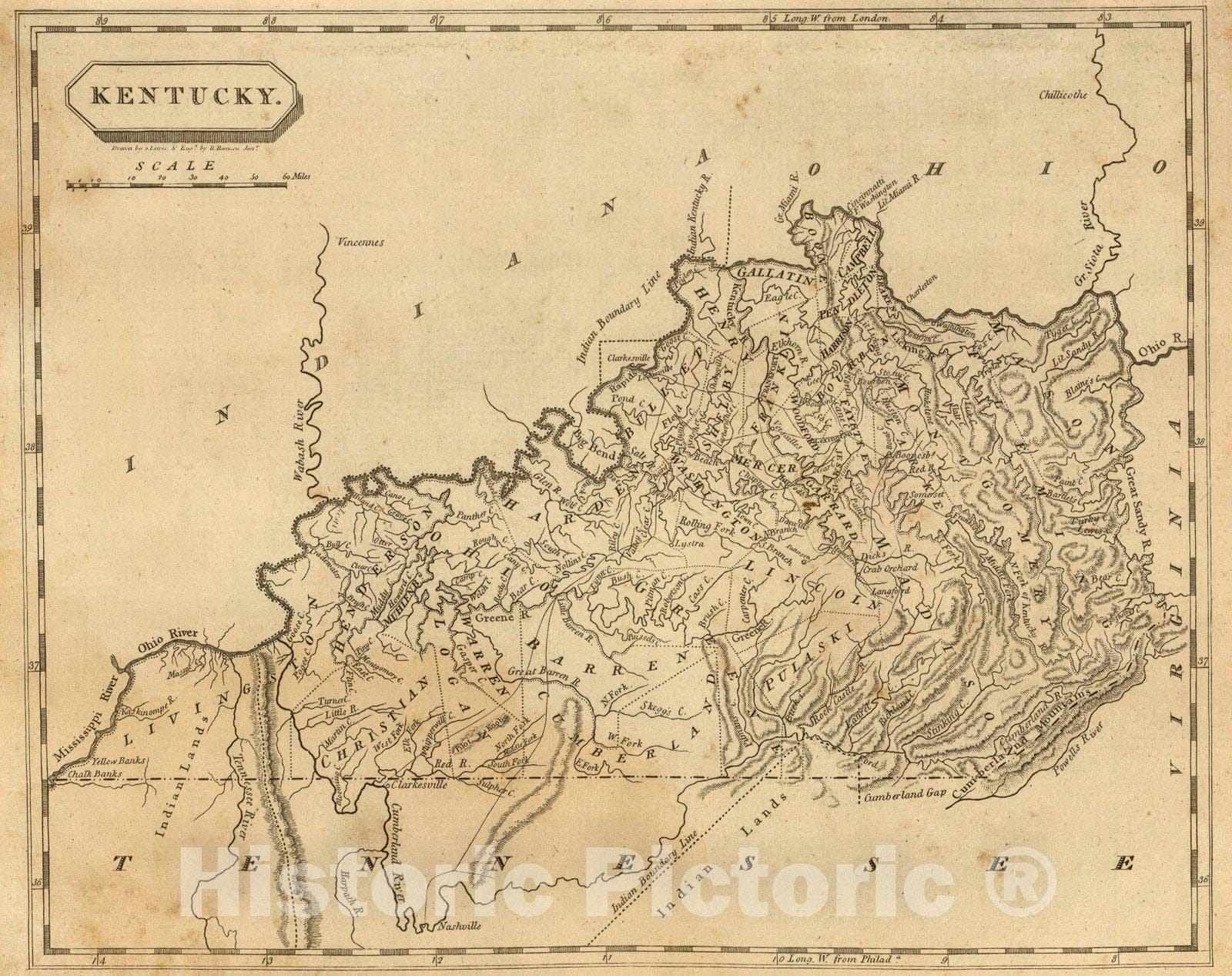 Historic Map : Kentucky., 1812, Vintage Wall Art – Historic Pictoric