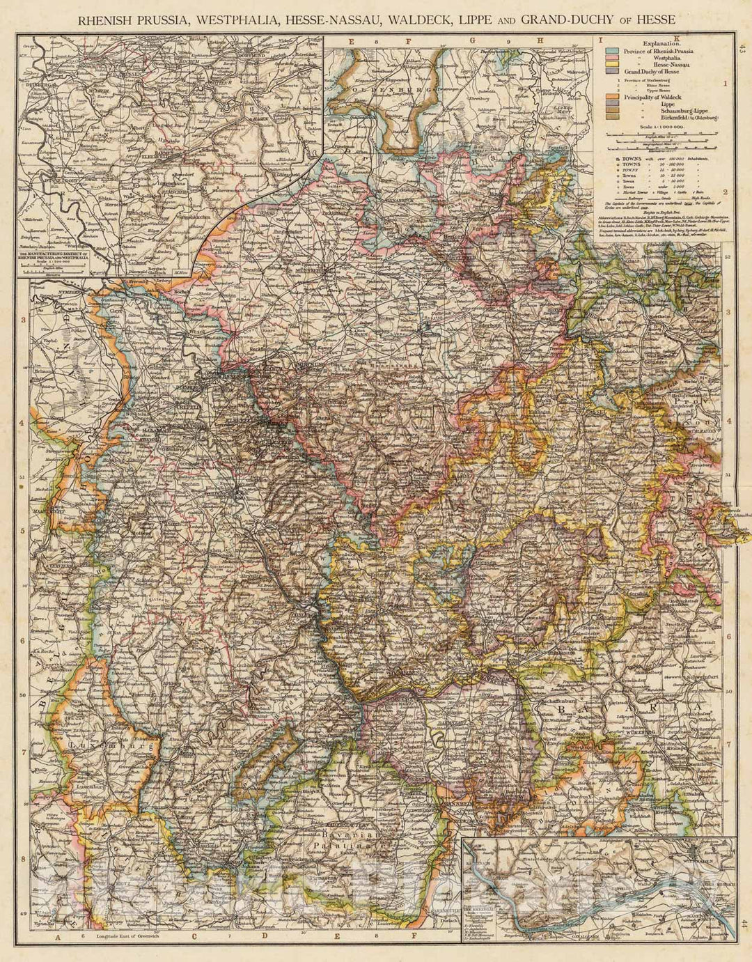 Historic Map : Rhenish Prussia, Westphalia, Hesse-Nassau, Waldeck, Lip ...