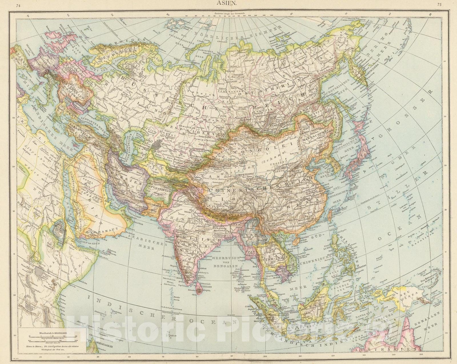 Asia River Map 1881 - Historical Map Print | Historic Pictoric