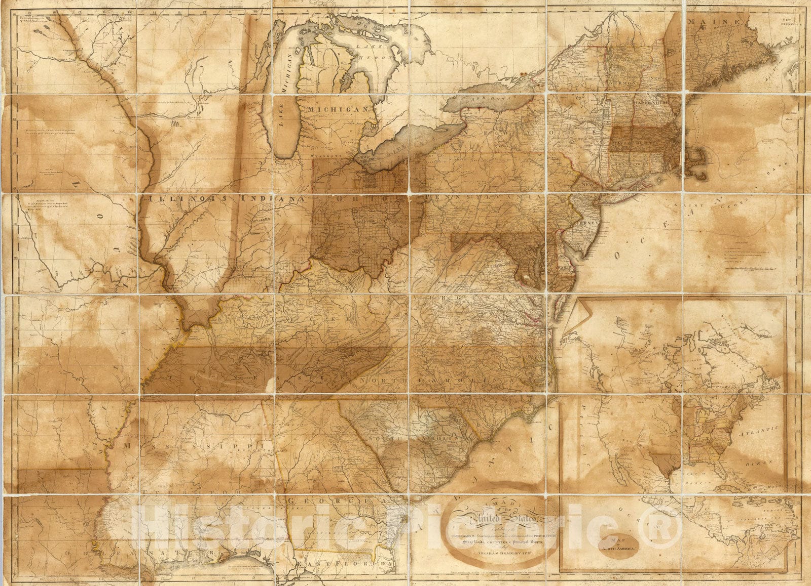 Historic Map : Map of the United States., 1809, Vintage Wall Art ...