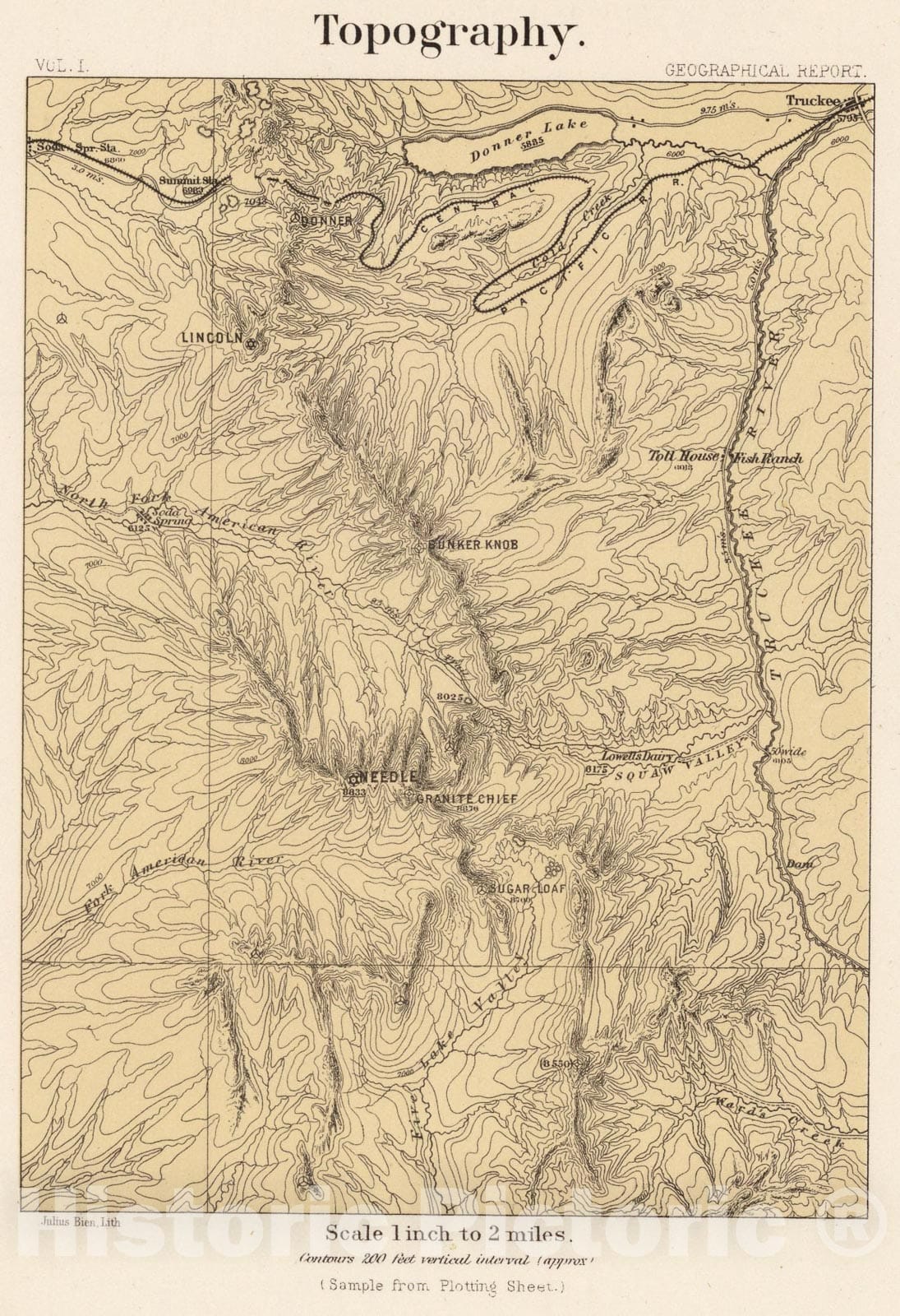 Wheeler Survey Truckee-Donner Pass California 1889 Topographic Ma ...