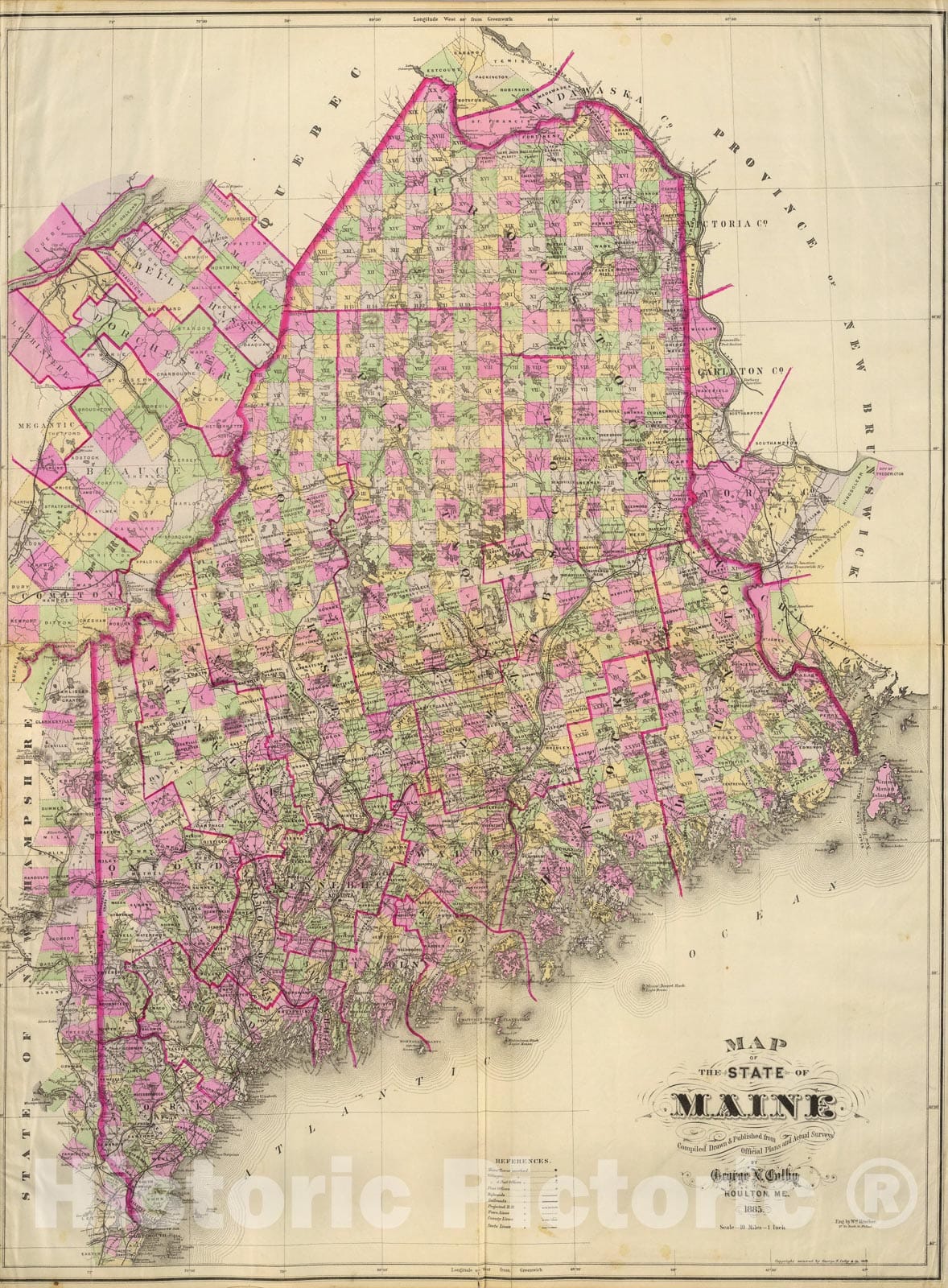 Historic Map : Maine, 1885 : Vintage Wall Art – Historic Pictoric