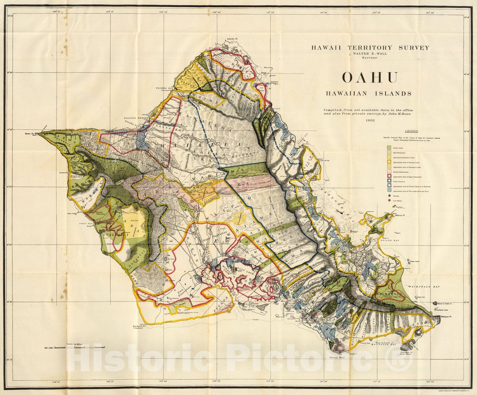 Historic Map : Oahu., 1906, Vintage Wall Art – Historic Pictoric