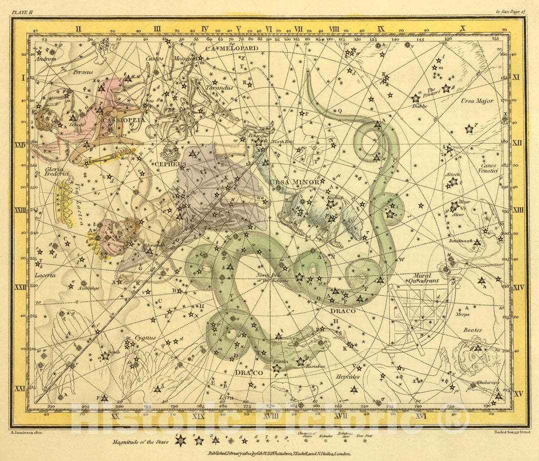 Historic Map : (Ursa Minor, Cassiopeia, Tarandus, Cepheus, Draco, Cust ...