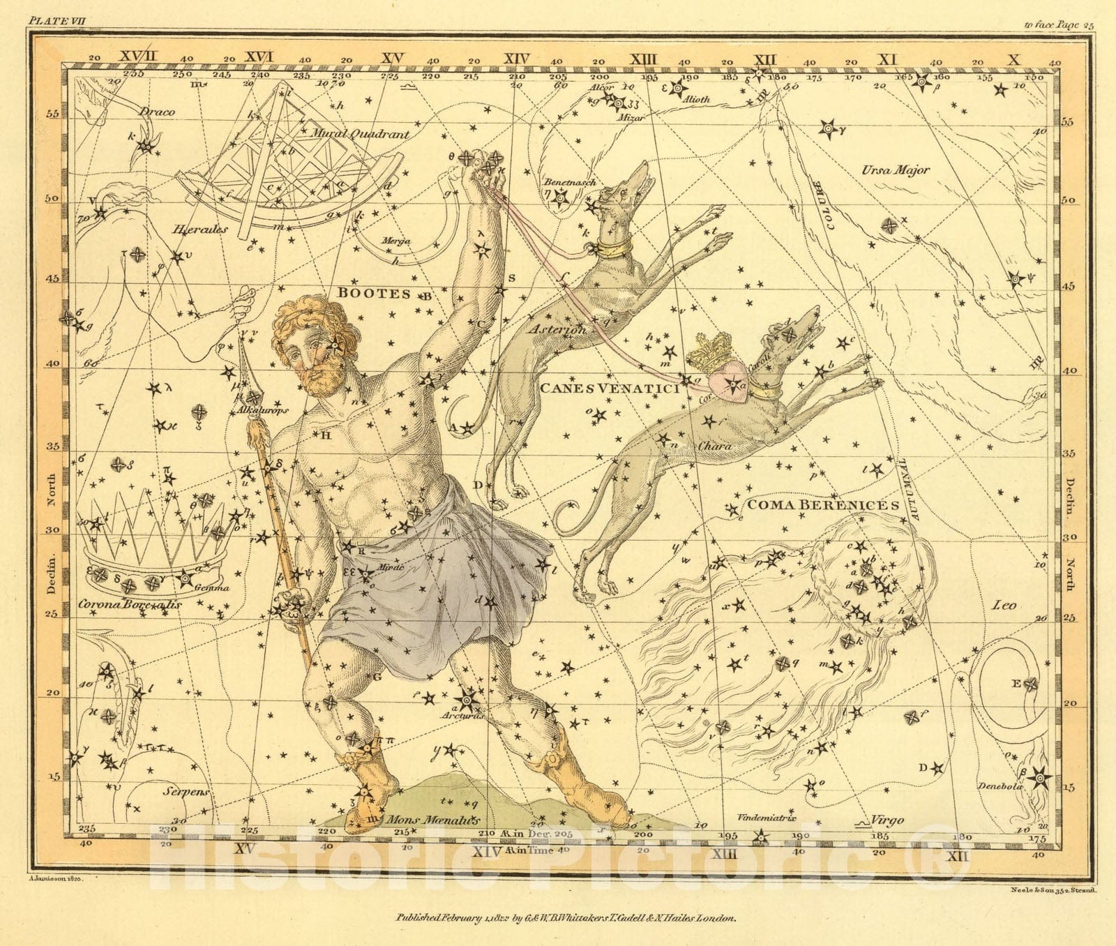 Historic Map : (Bootes and Mons Maenalus, Asterion and Chara, or Canes ...