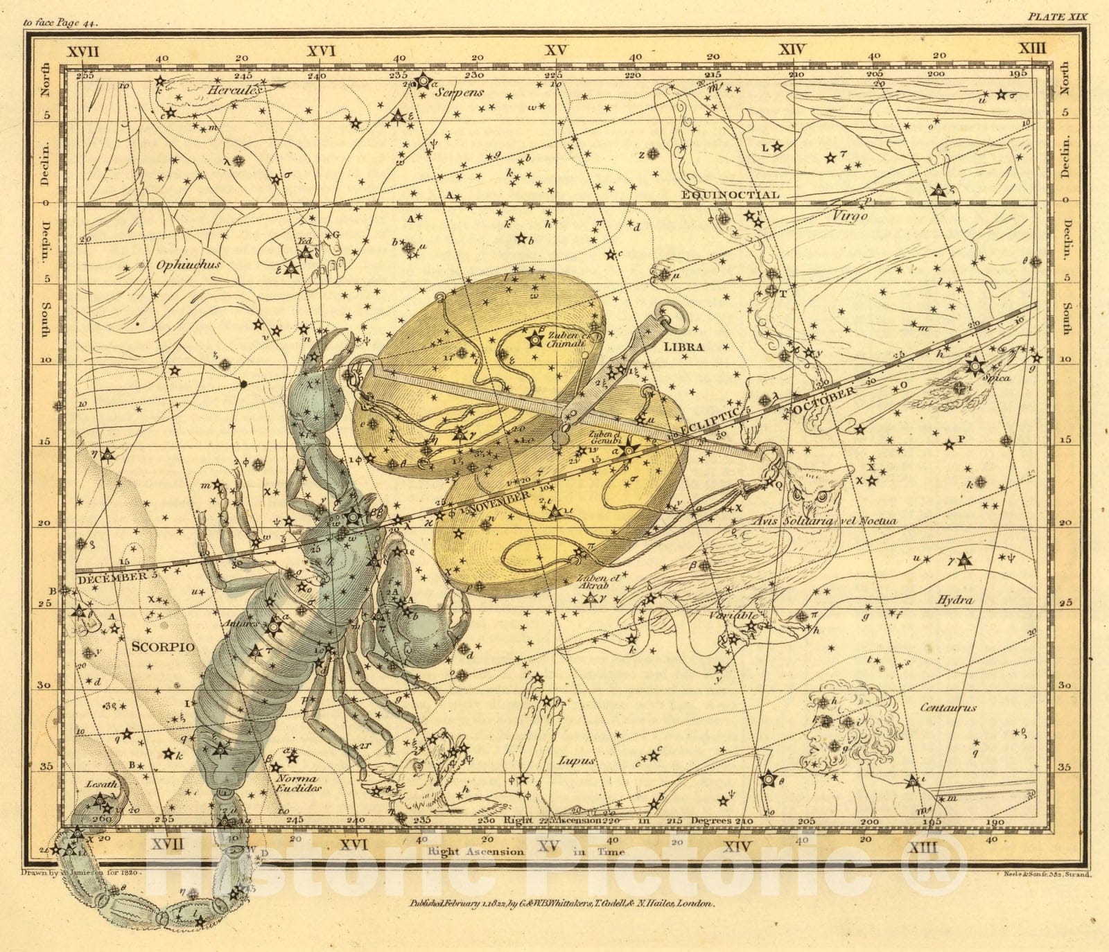 Historic Map : (Libra, Scorpio), 1822, Vintage Wall Art – Historic Pictoric