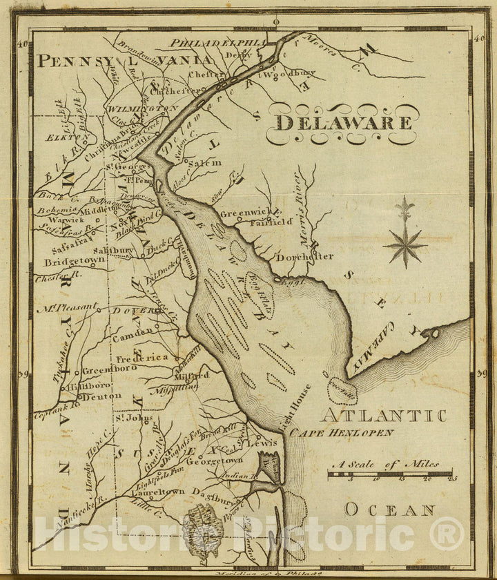 Historic Map : Delaware., 1795, Vintage Wall Art – Historic Pictoric