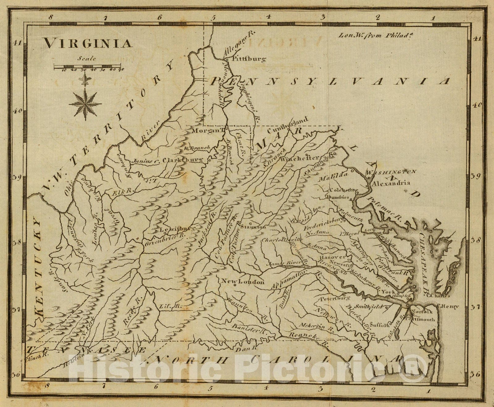 Historic Map : Virginia., 1795, Vintage Wall Art – Historic Pictoric