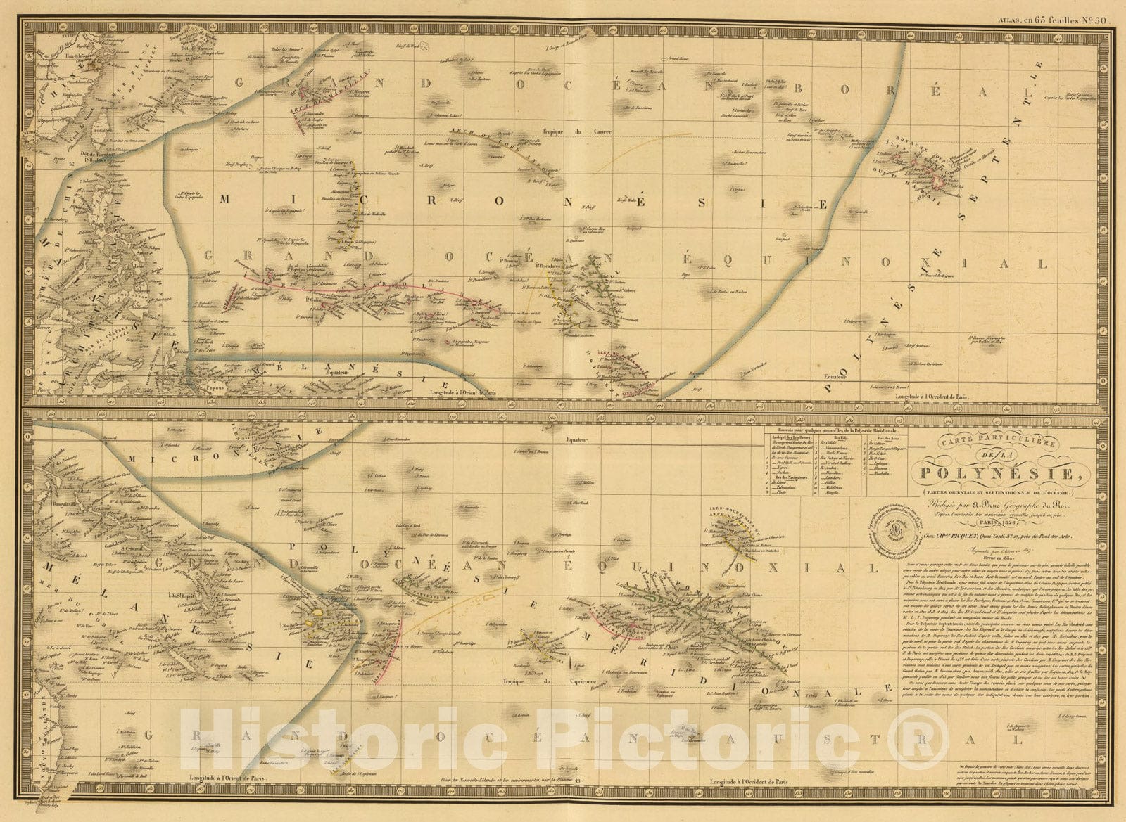 Historic Map : Polynesie., 1834, Vintage Wall Art – Historic Pictoric