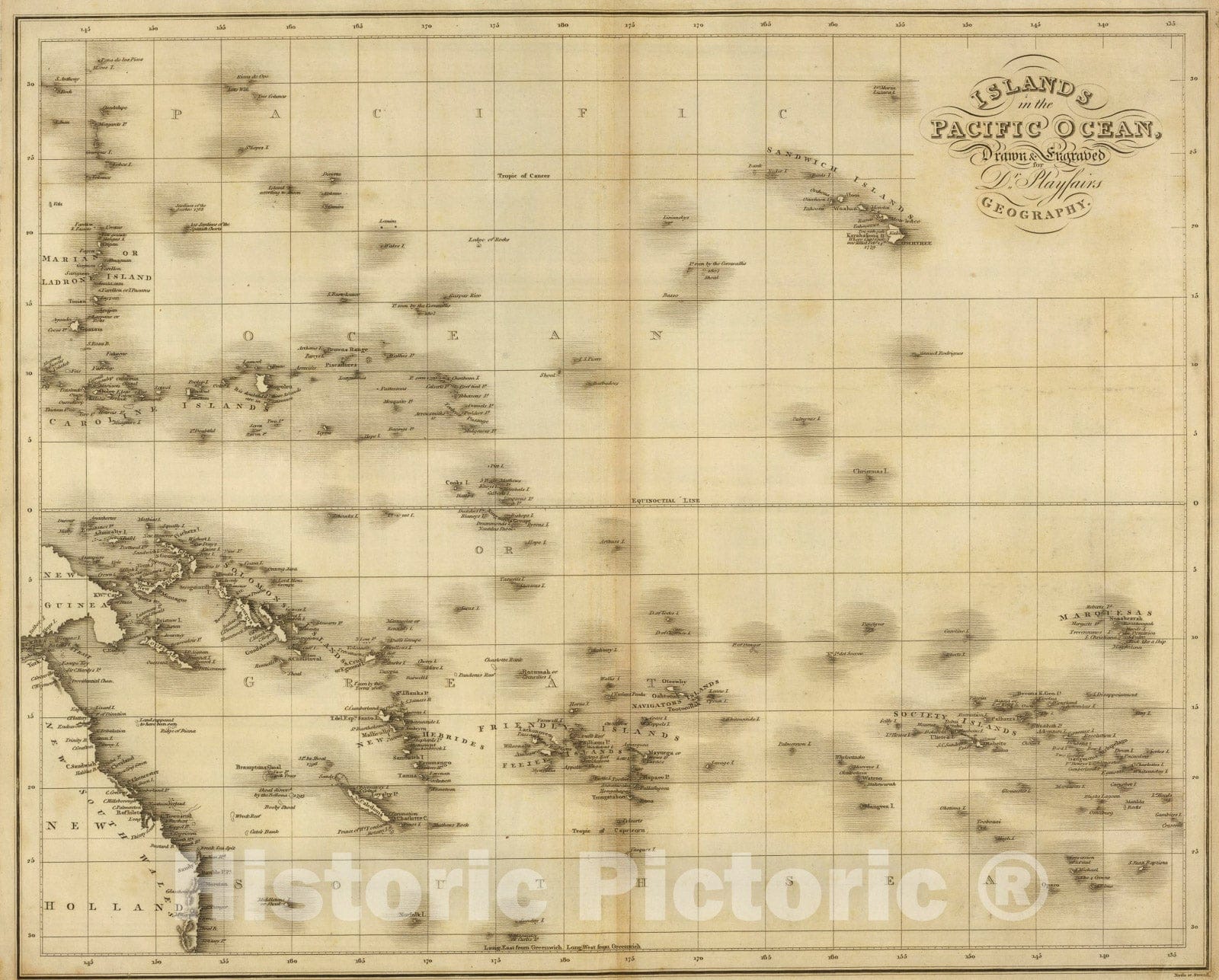 Historic Map : Islands in the Pacific Ocean., 1814, Vintage Wall Art ...