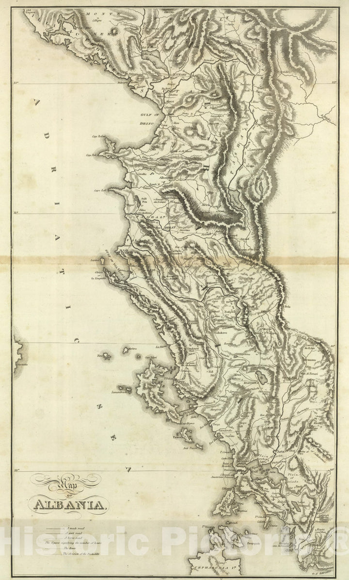 Historic Map : Map of Albania., 1824, Vintage Wall Art – Historic Pictoric