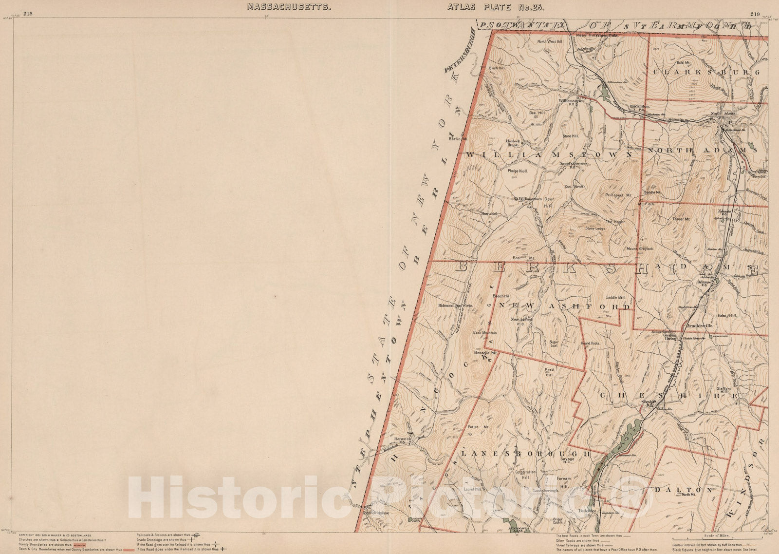 Historic Map : Massachusetts. Atlas Plate No. 25., 1891, Vintage Wall ...