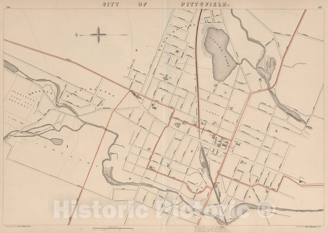 Historic Map : City of Pittsfield, Massachusetts., 1891, Vintage Wall ...