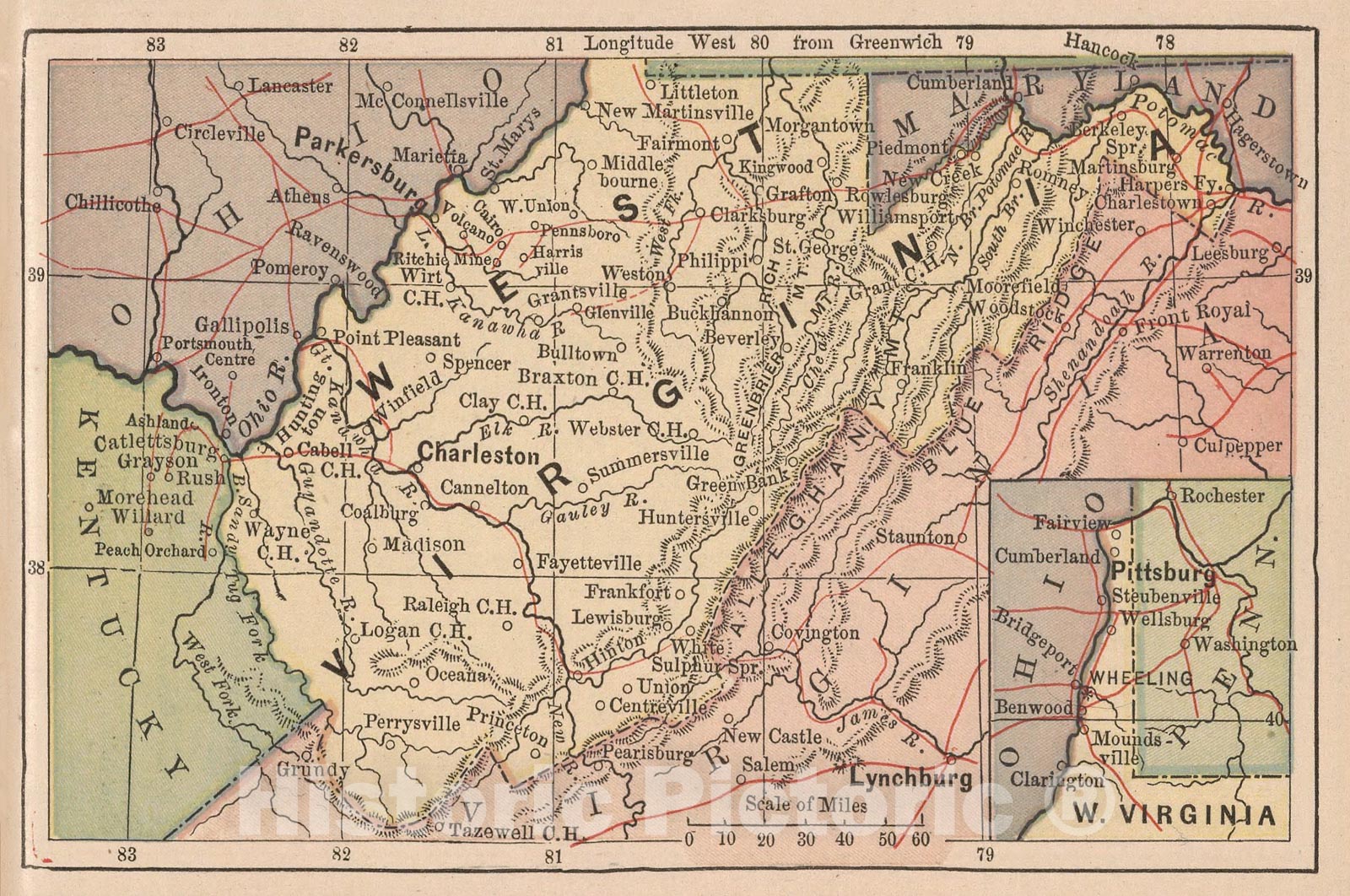 West Virginia 1885 Historical Map Print | Bradstreet's Atlas – Historic ...