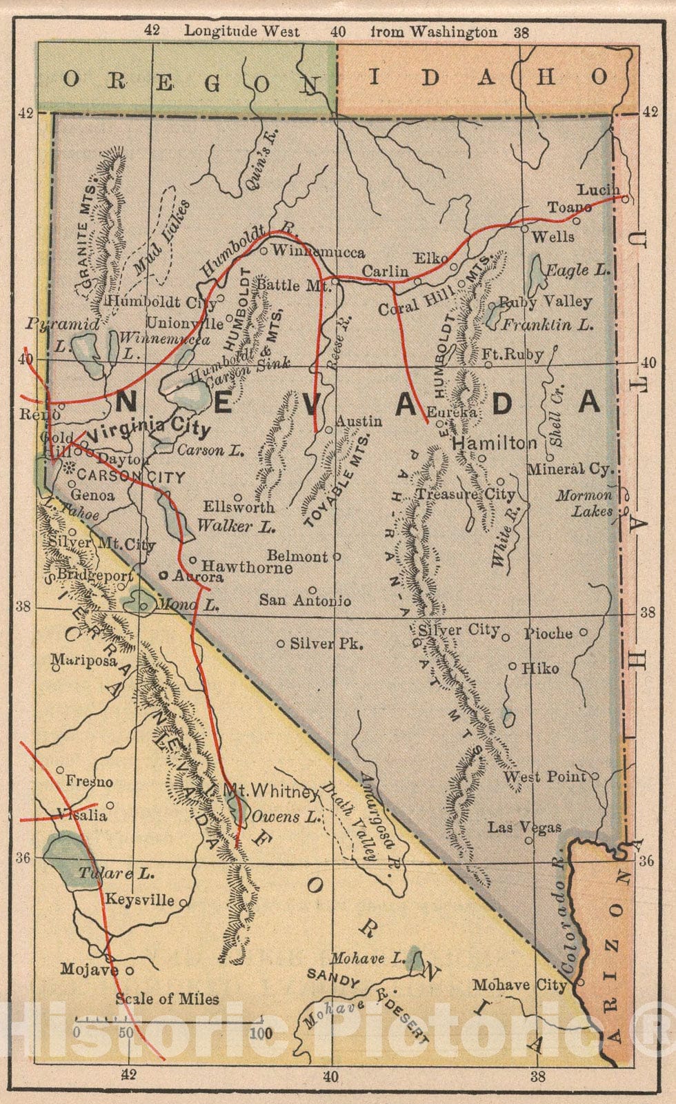 Historic Map : Nevada, 1885, Vintage Wall Art – Historic Pictoric