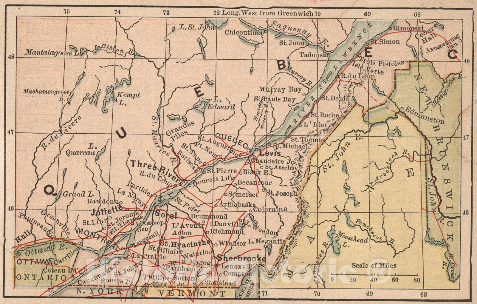 Historic Map : Quebec, 1885, Vintage Wall Art – Historic Pictoric