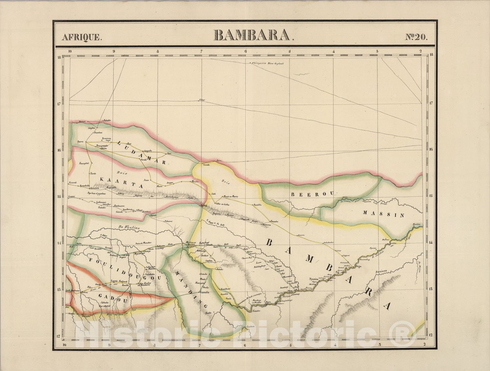 Historic Map : Bambara. Afrique 20., 1827, Vintage Wall Art – Historic ...
