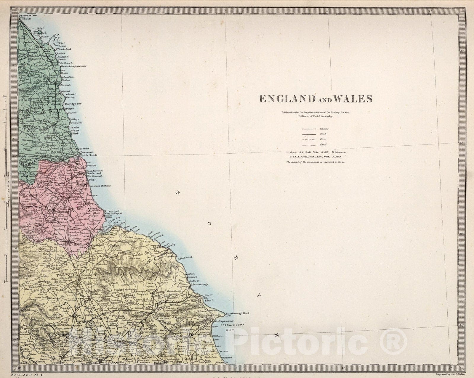 Historic Map : England and Wales. England No. 1., 1865, Vintage Wall A ...