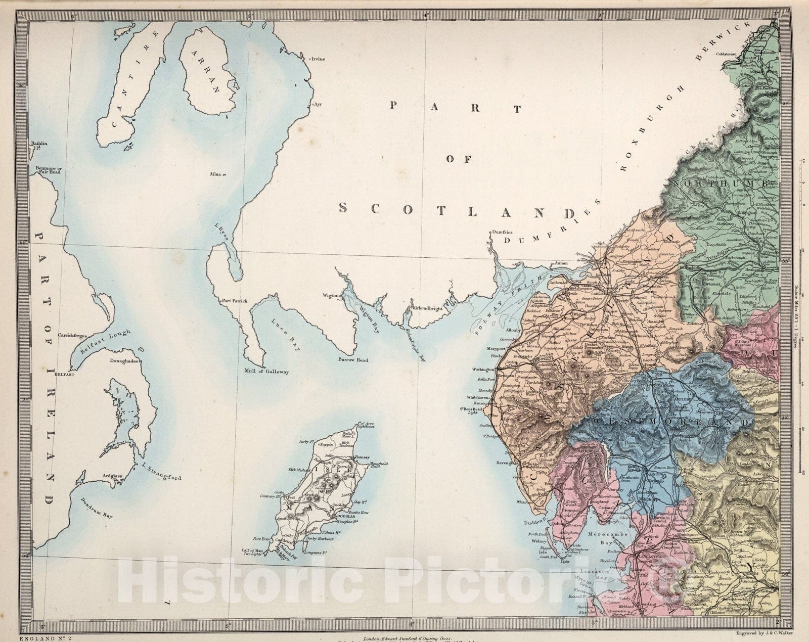 Historic Map : England and Wales. England No. 2., 1865, Vintage Wall A ...
