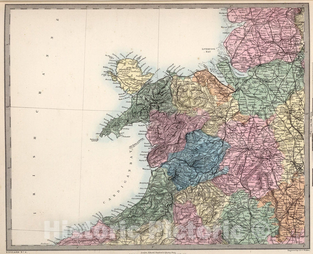 Historic Map : England and Wales. England No. 4., 1865, Vintage Wall A ...