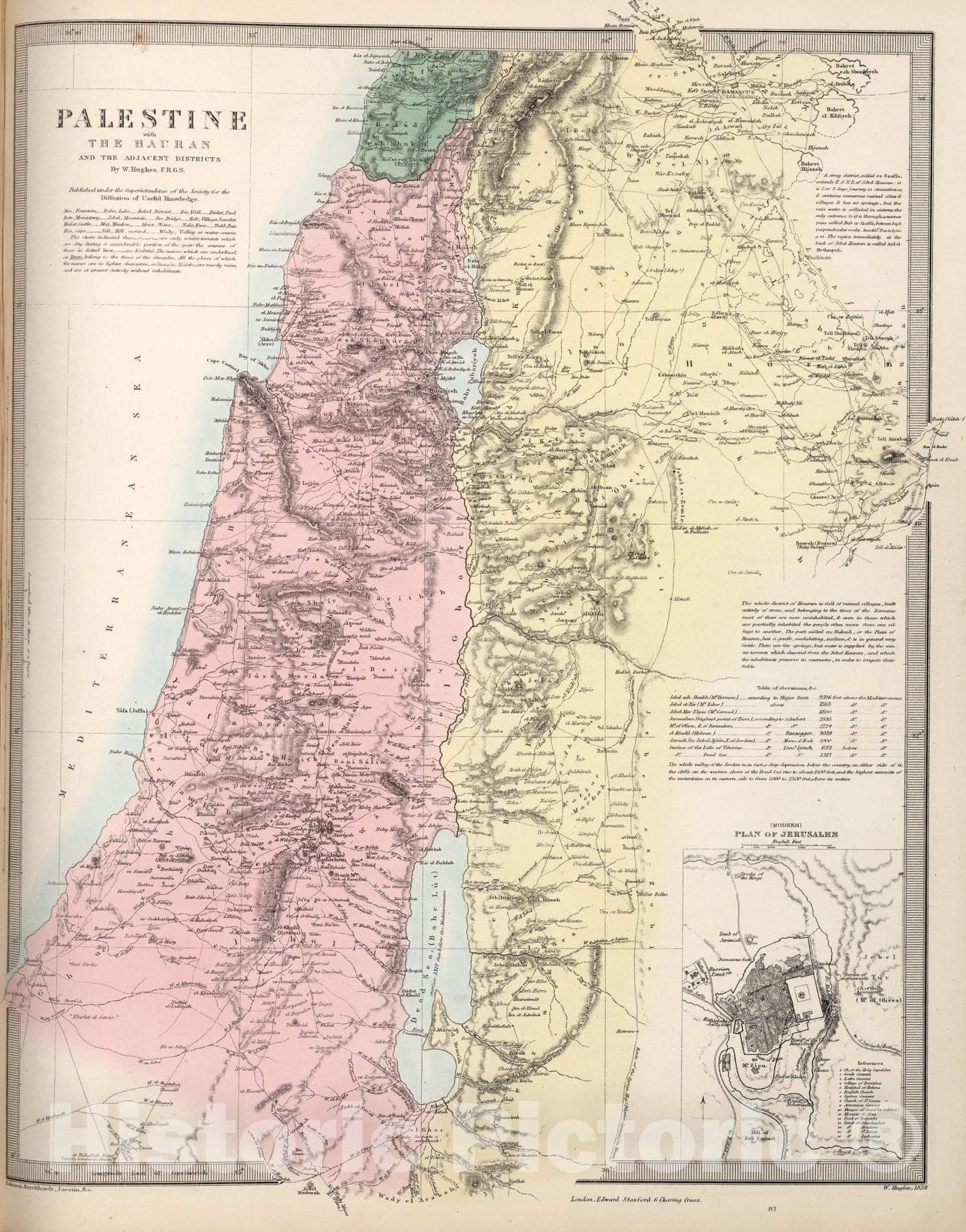 Historic Map : Palestine with the Hauran and the Ancient Districts. (i ...
