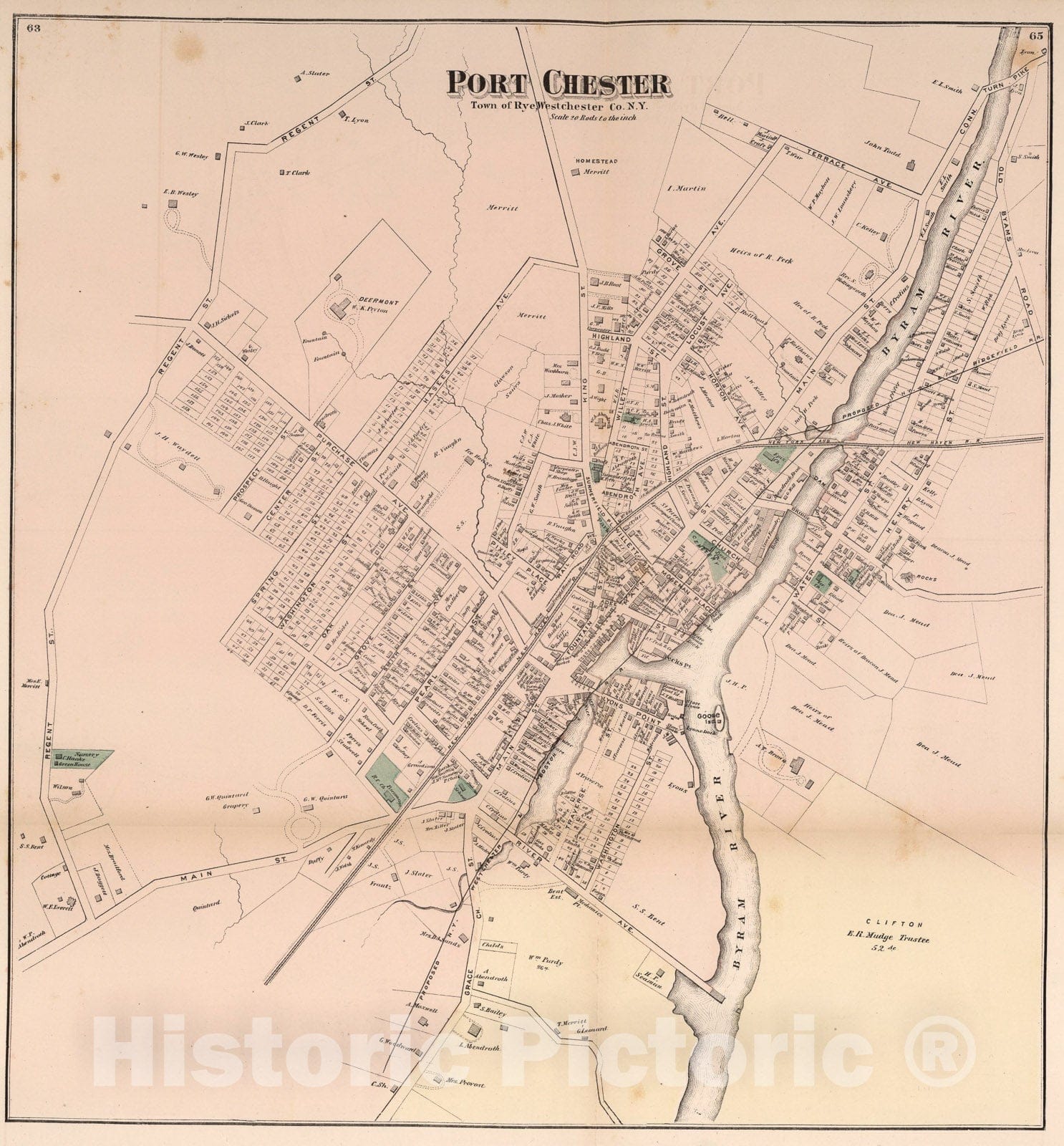 Historic Map : Port Chester, New York., 1872, Vintage Wall Art ...