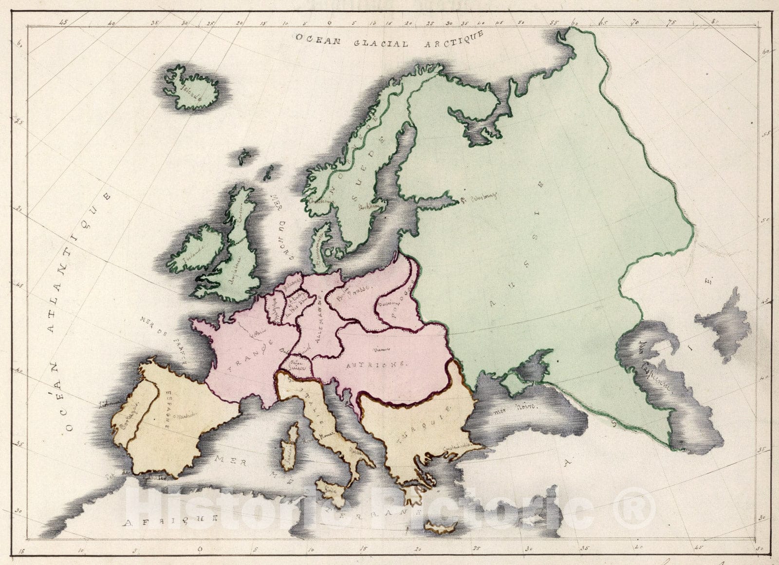 Historic Map : Map of Europe, 1844, Vintage Wall Art – Historic Pictoric