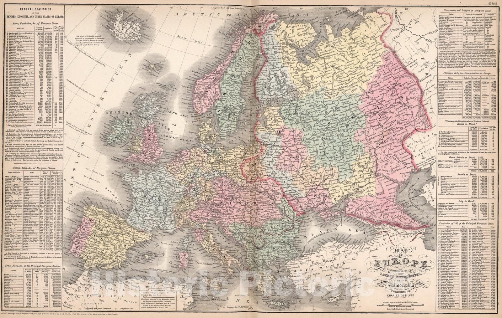 Historic Map : Map of Europe, 1857, Vintage Wall Art – Historic Pictoric