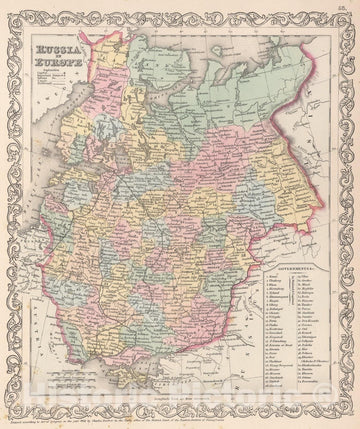 Historic Map : Russia in Europe, 1857, Vintage Wall Art – Historic Pictoric