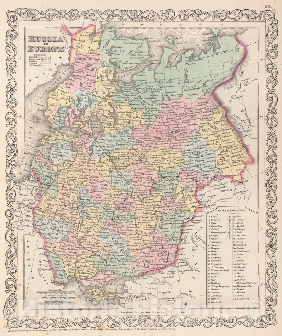 Historic Map : Russia in Europe, 1857, Vintage Wall Art – Historic Pictoric
