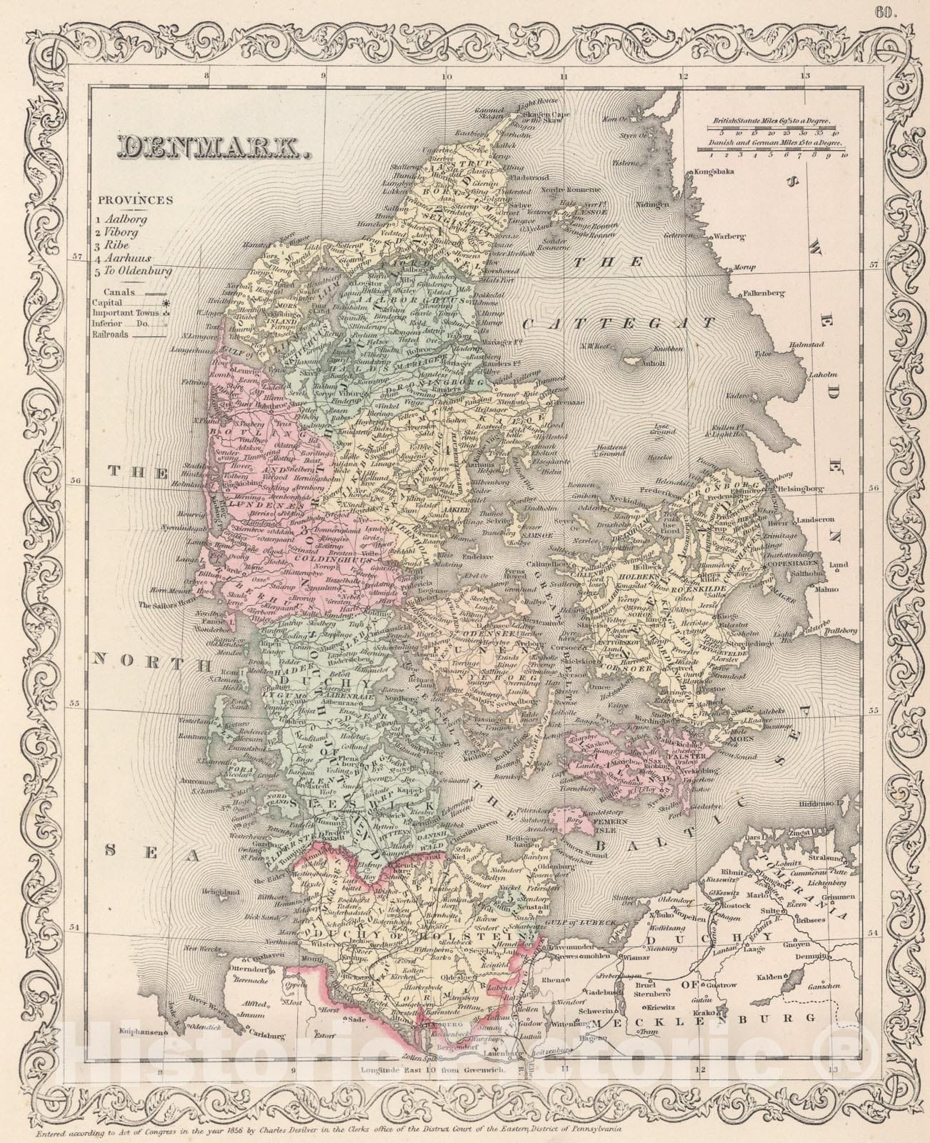 Historic Map : Denmark, 1857, Vintage Wall Art – Historic Pictoric