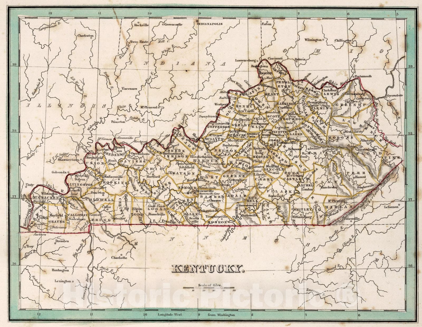 Historic Map : Kentucky, 1838, Vintage Wall Art – Historic Pictoric