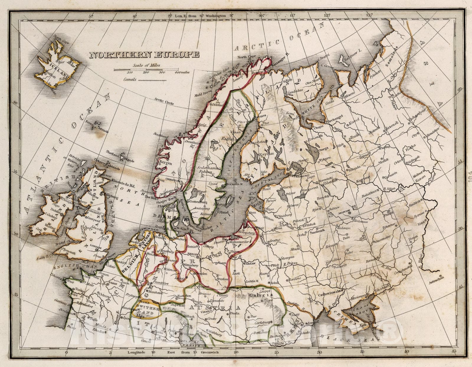Historic Map : Northern Europe, 1838, Vintage Wall Art – Historic Pictoric